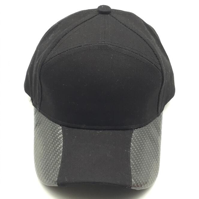 Black cotton and carbon fiber 7-panel cap for women and men