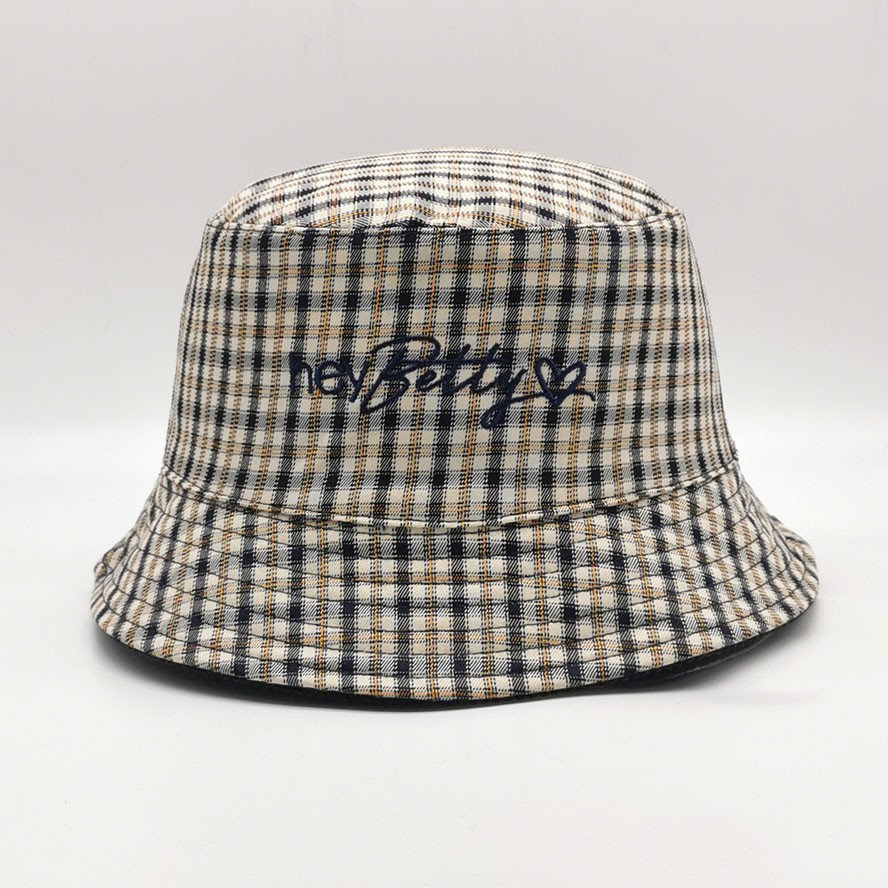 Corduroy Reversible Bucket Hat Unisex Cotton Checked Sun Fishing Hat