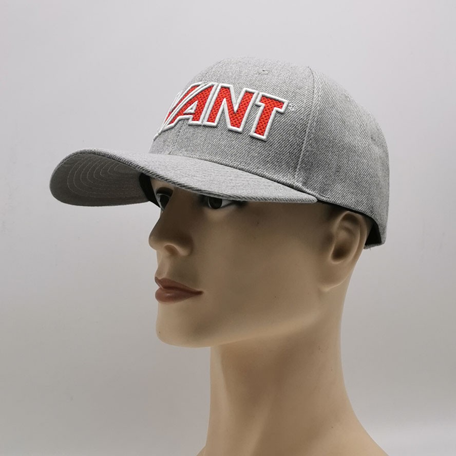 Melange Gray Embroidery Baseball Cap Textured Net embroidery